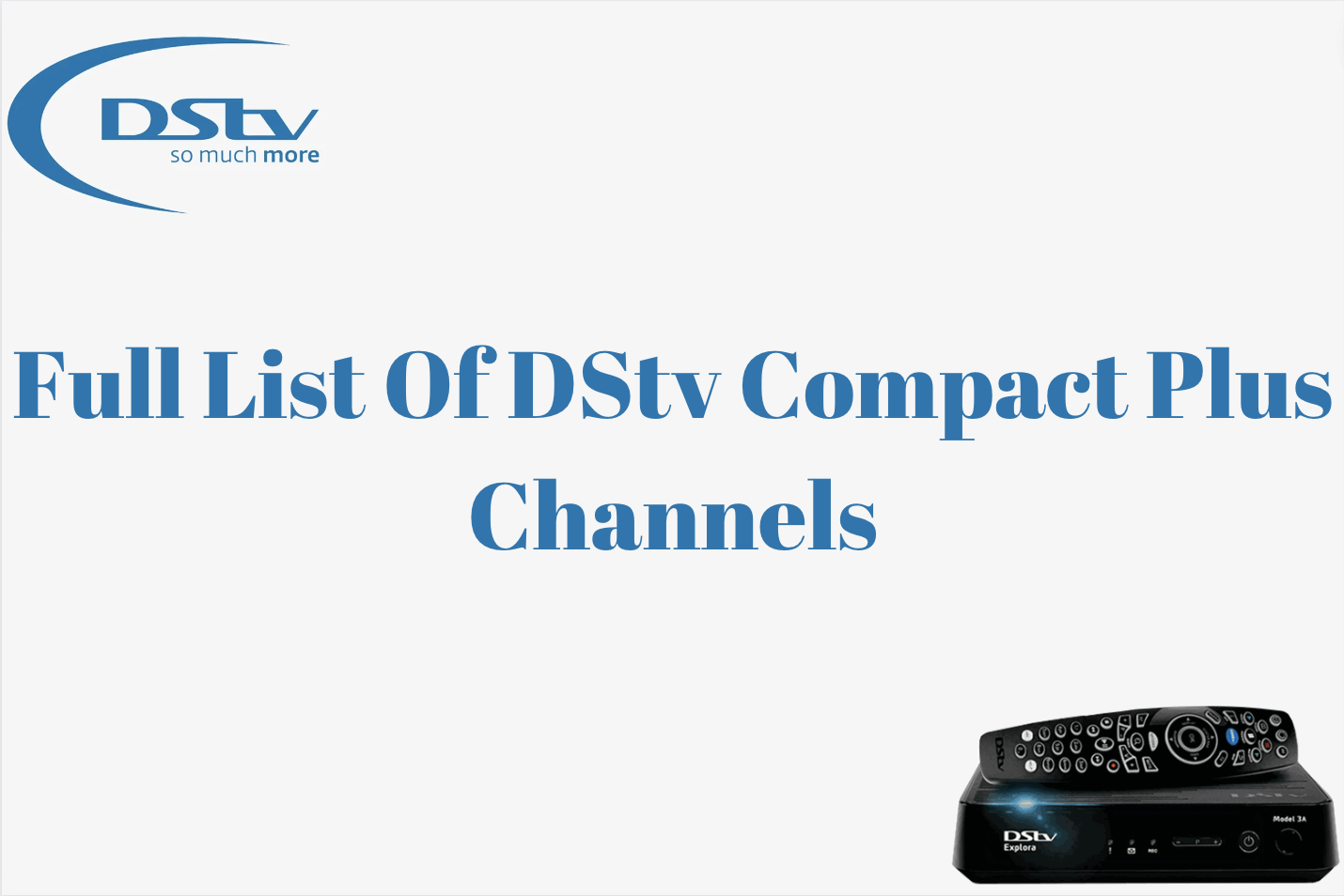 Full List Of DStv Compact Plus Channels 2025